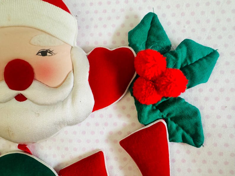 Vintage Kitsch Santa JOY Hanging Sign Plush Decoration - Kitschmas - Etsy