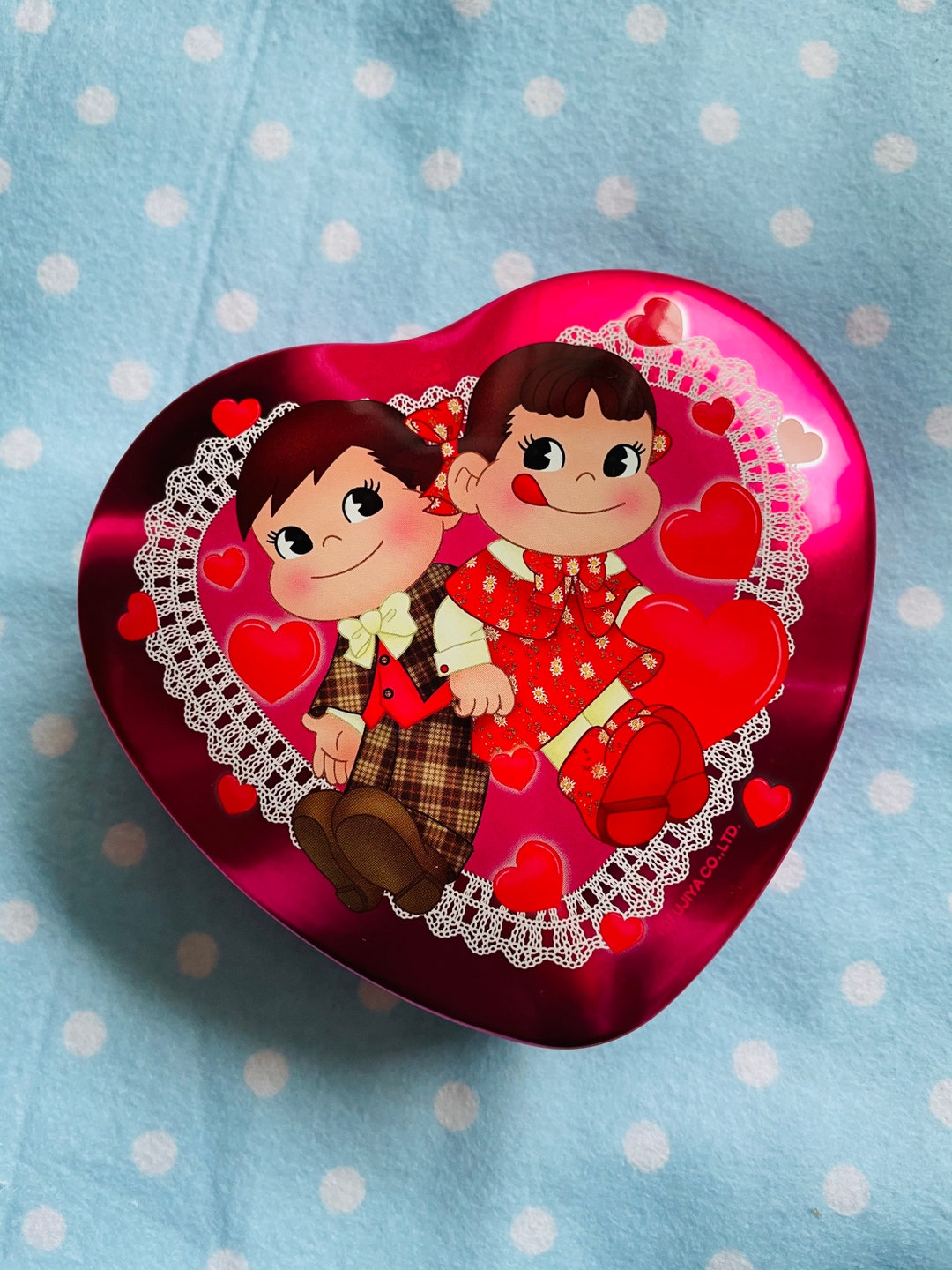 Vintage Japan Fujiya RARE Heart Shape Peko and Poko Valentine Day Candy ...