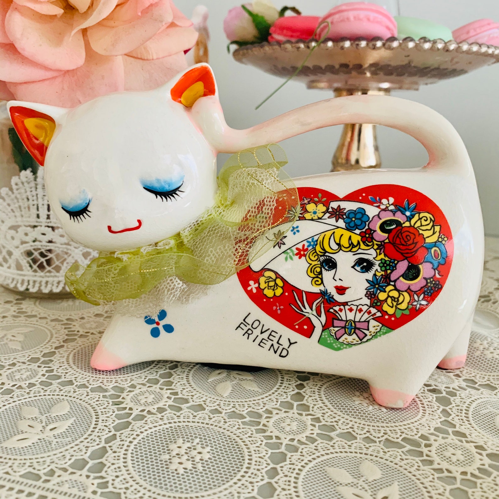 Vintage Japan Kitsch Ceramic Pink Eyelash Kitty Siamese Cat - Etsy