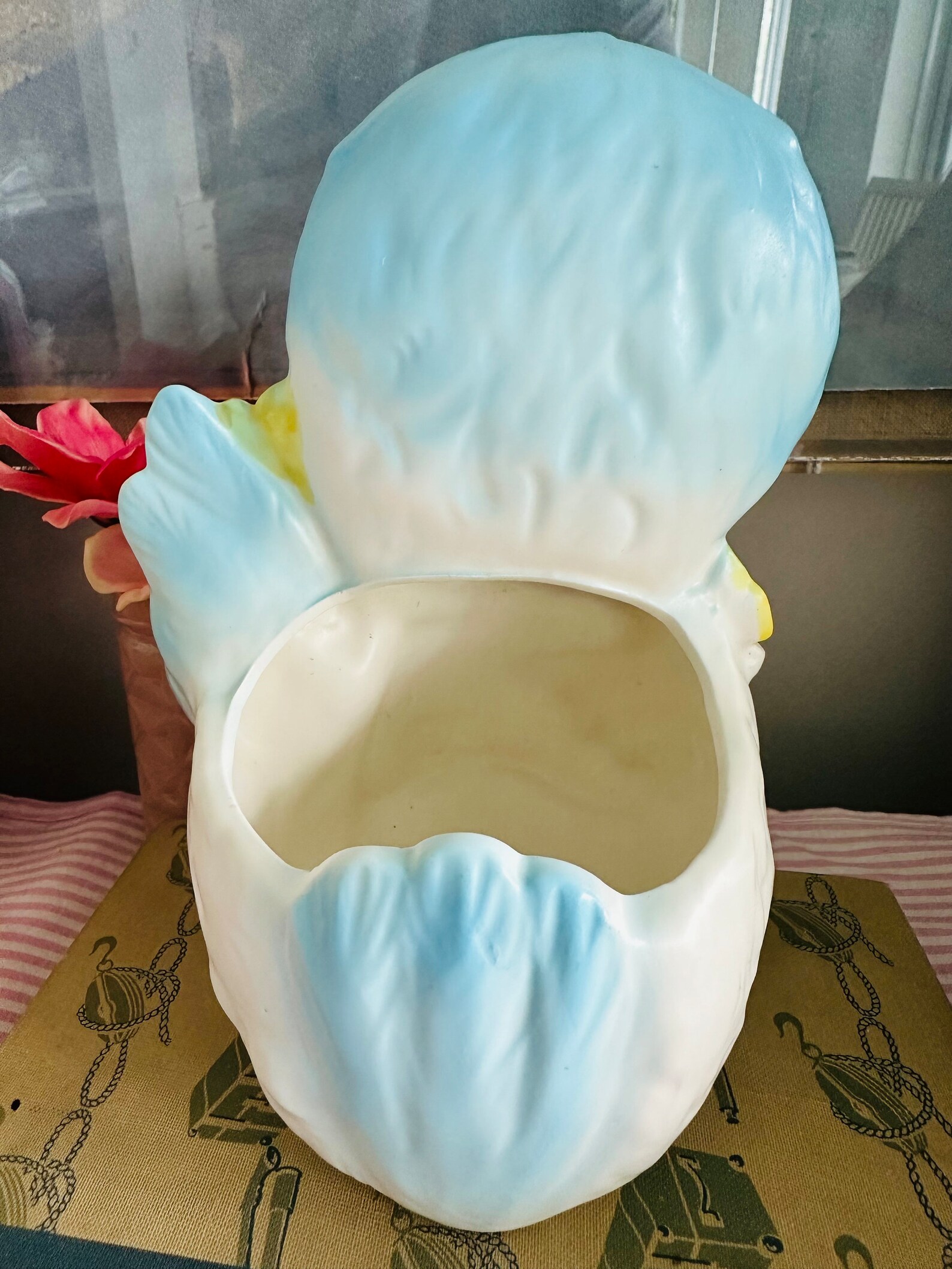 Vintage Relpo Japan Ceramic Bluebird Blue Bird Girl With Pigtails Baby ...