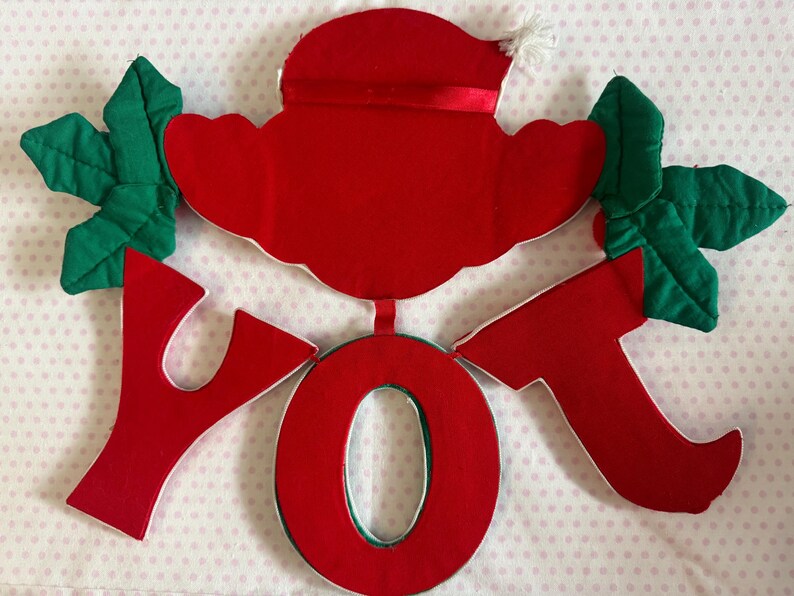 Vintage Kitsch Santa JOY Hanging Sign Plush Decoration - Kitschmas - Etsy