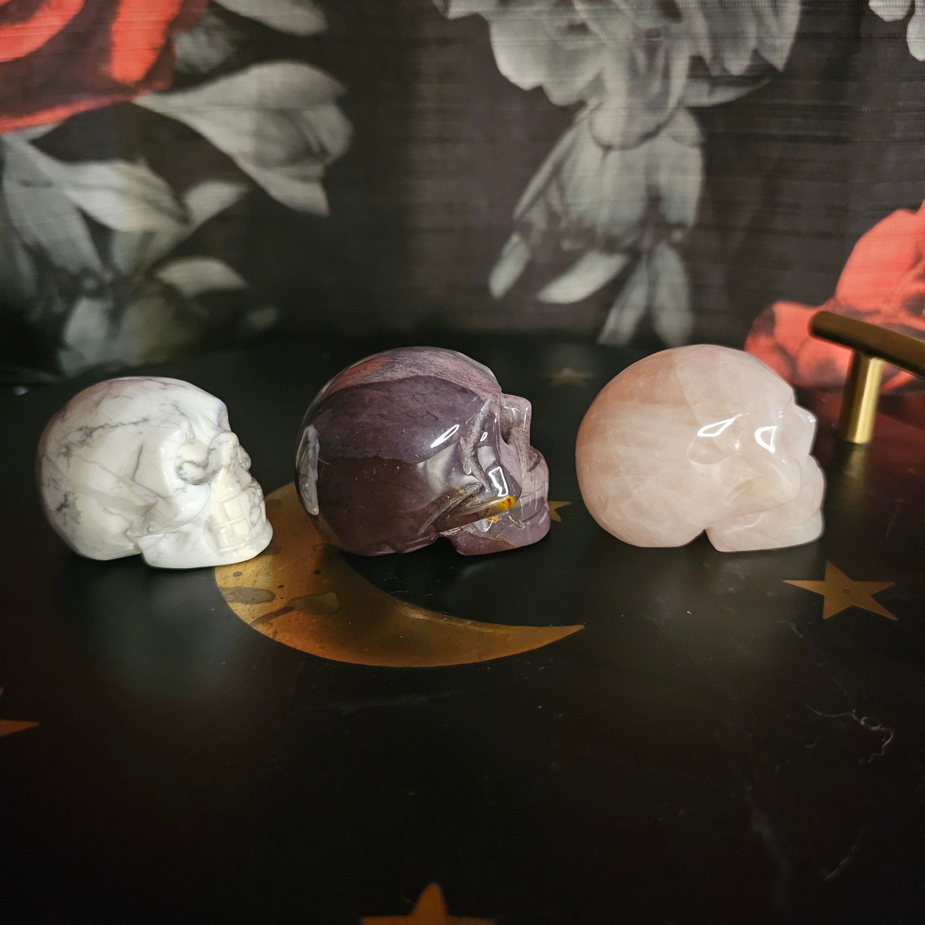 Purple Mookite Rose Quartz Howlite Crystal Skull Carving Decoration ...