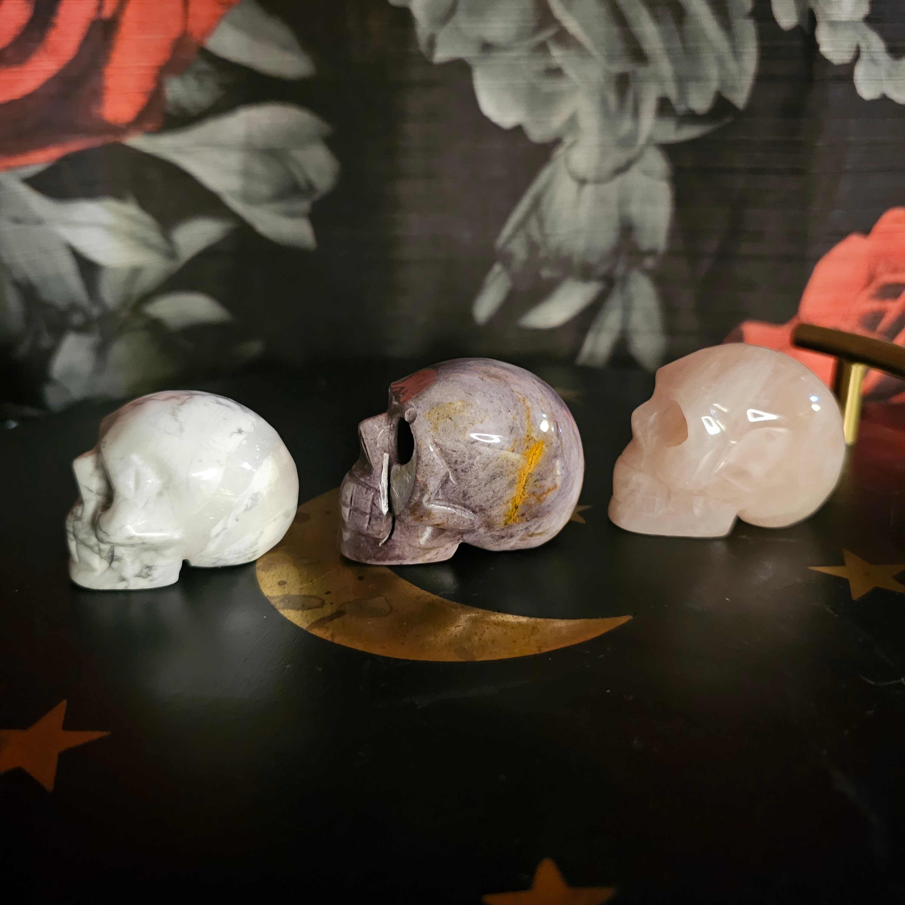Purple Mookite Rose Quartz Howlite Crystal Skull Carving Decoration ...