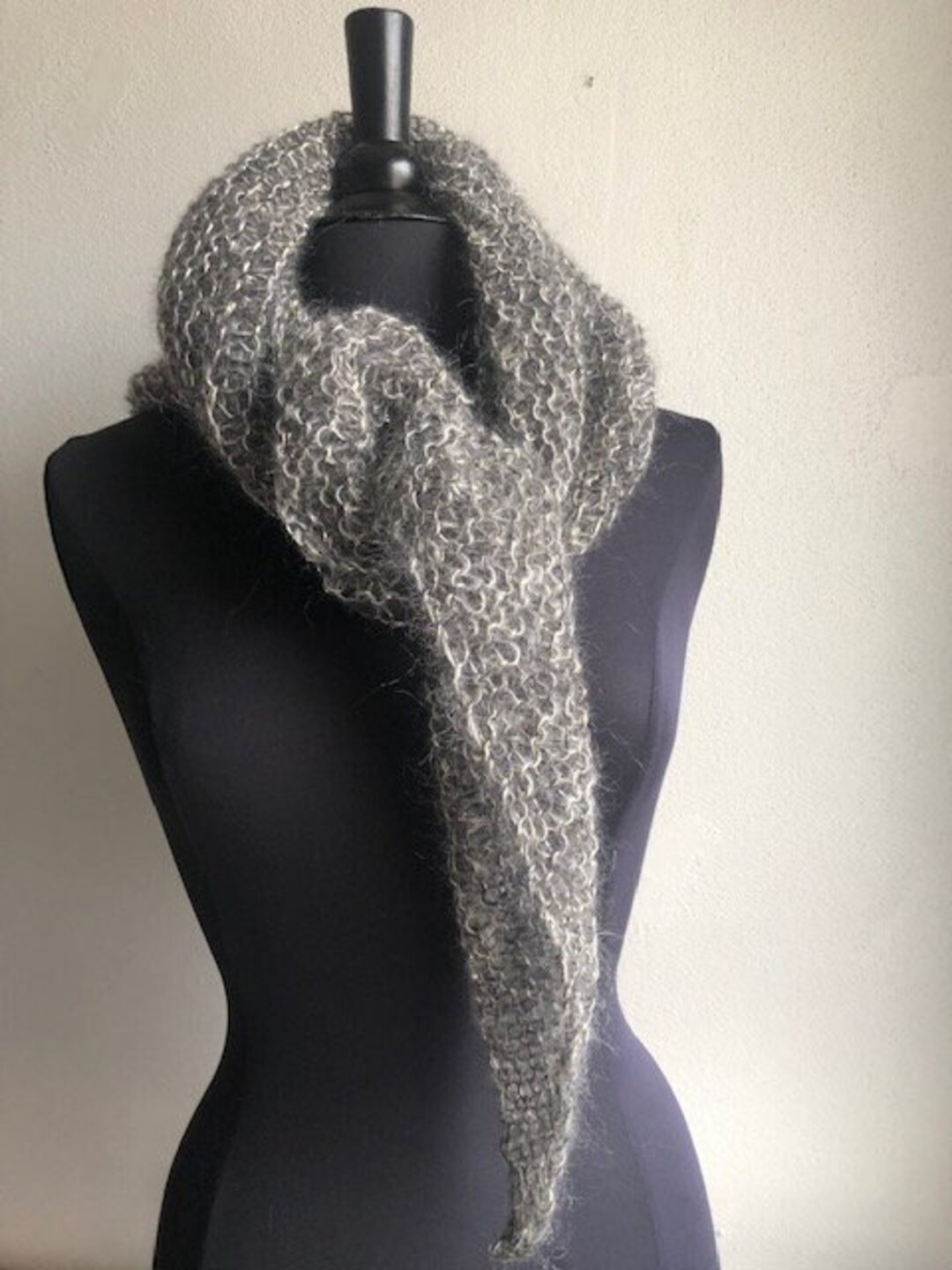 Chale / Mohair Scarf and Grey Silk Silver and Gold Threads - Etsy