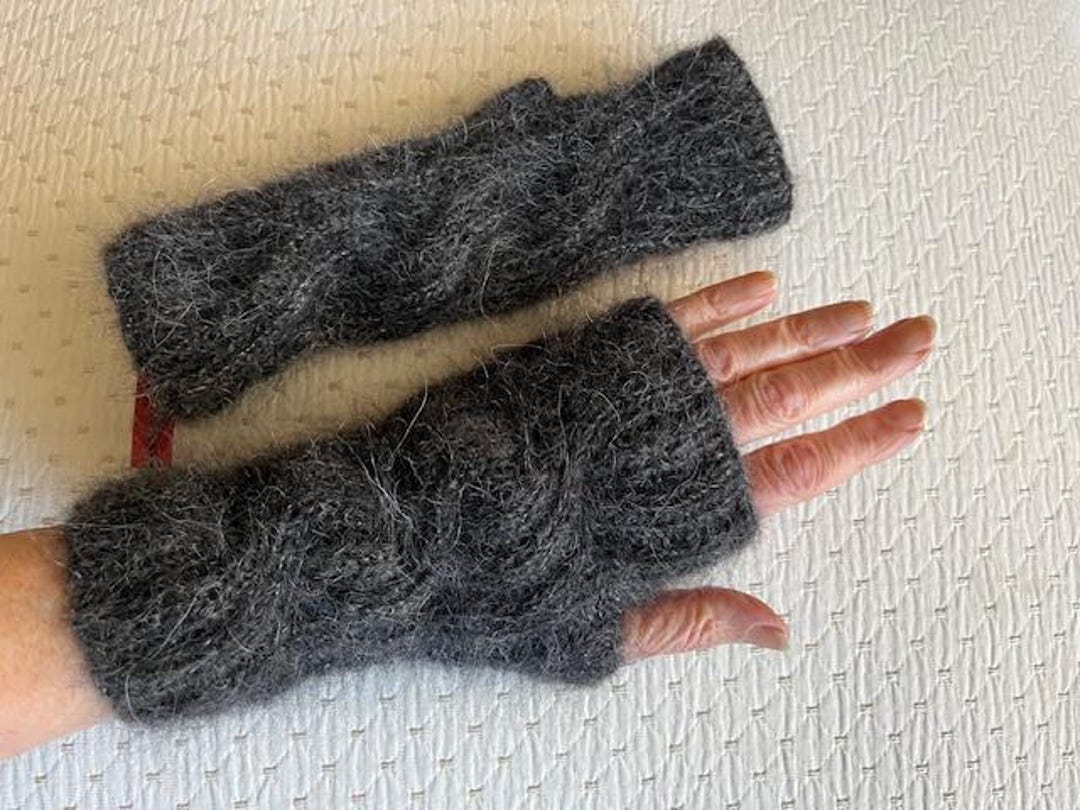 Women's Mohair and Silk Pure Wool Mittens in Frosted Grey - Etsy