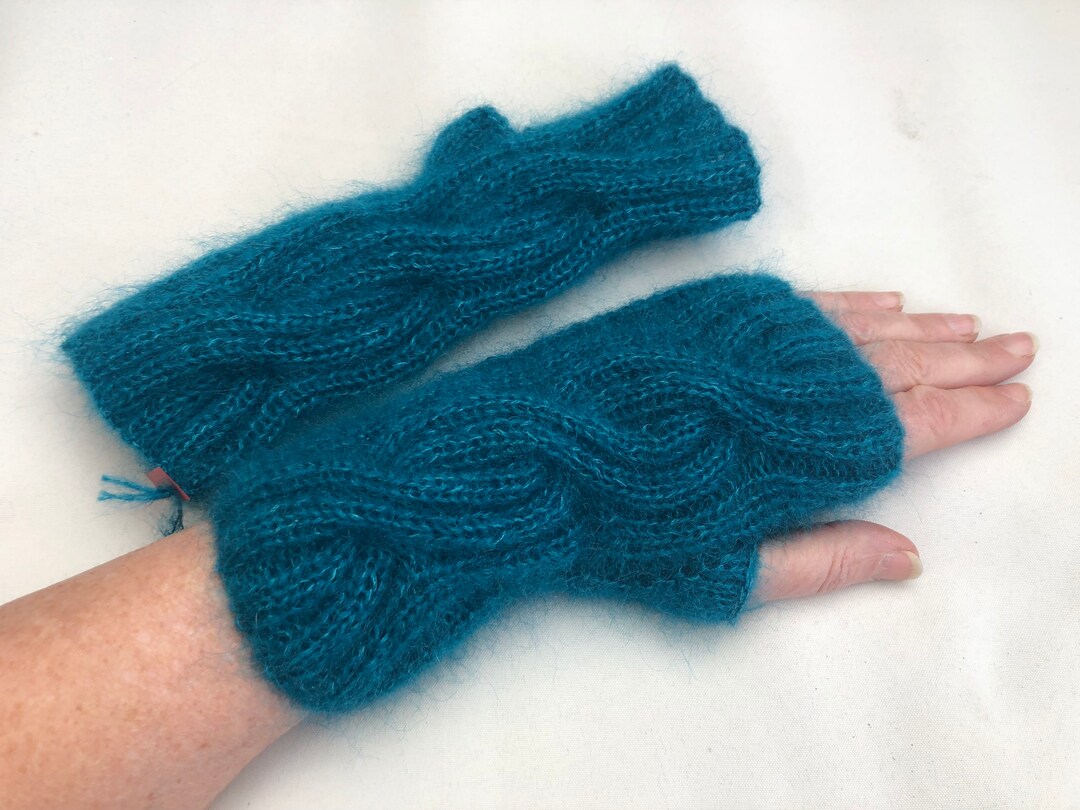 Women's Mohair and Silk Mittens Pure Wool Duck Blue - Etsy