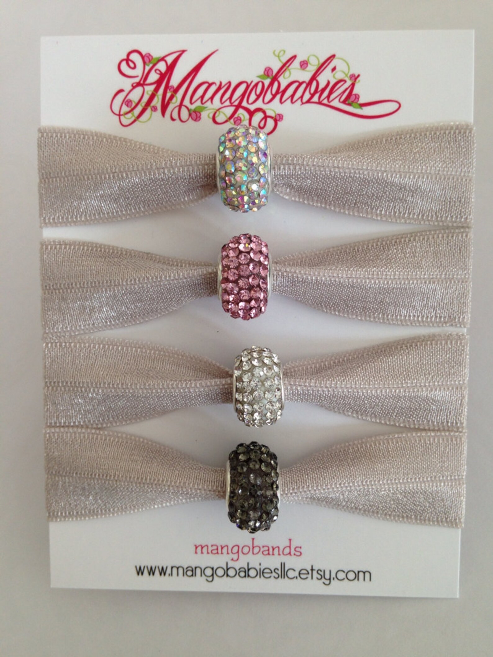 Set of 4 Mangobands W/ Beads Mangobands Fold Over Elastic, No Tug, No ...