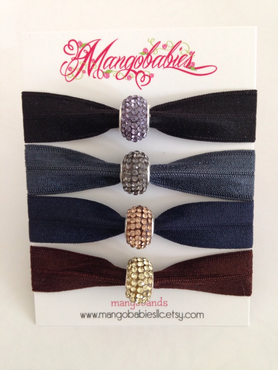 Set of 4 Mangobands W/ Beads Mangobands Fold Over Elastic, No Tug, No ...