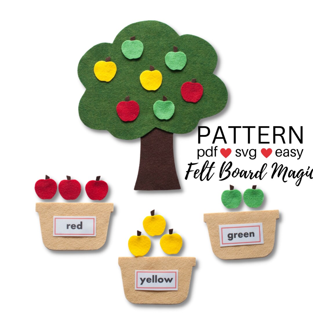 Apple Color Sorting Felt Board Set Pattern PDF SVG Cutting Files ...