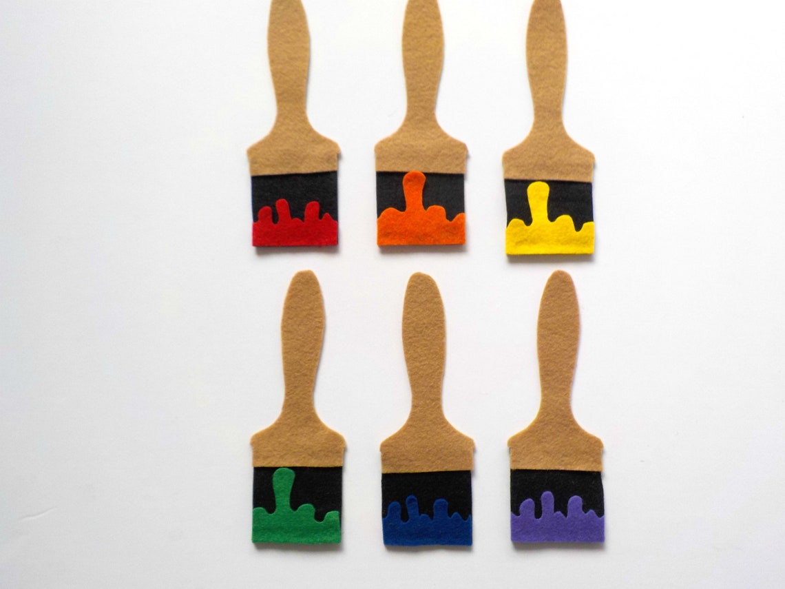 Rainbow Paint Brushes Color Memory Game PDF Pattern Felt Board | Etsy
