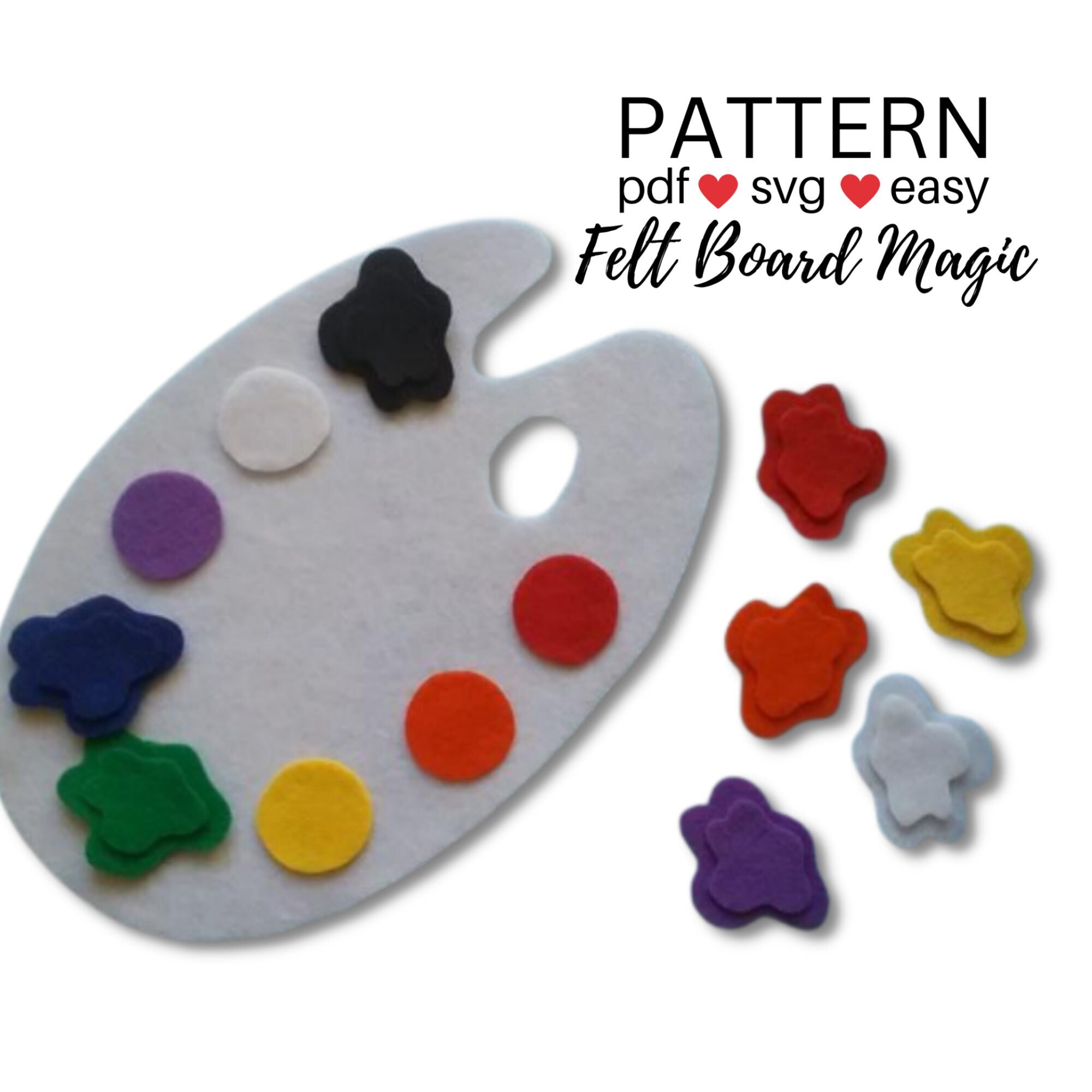 Color Matching Painter's Palette PDF Pattern SVG Cutting Files, Felt ...