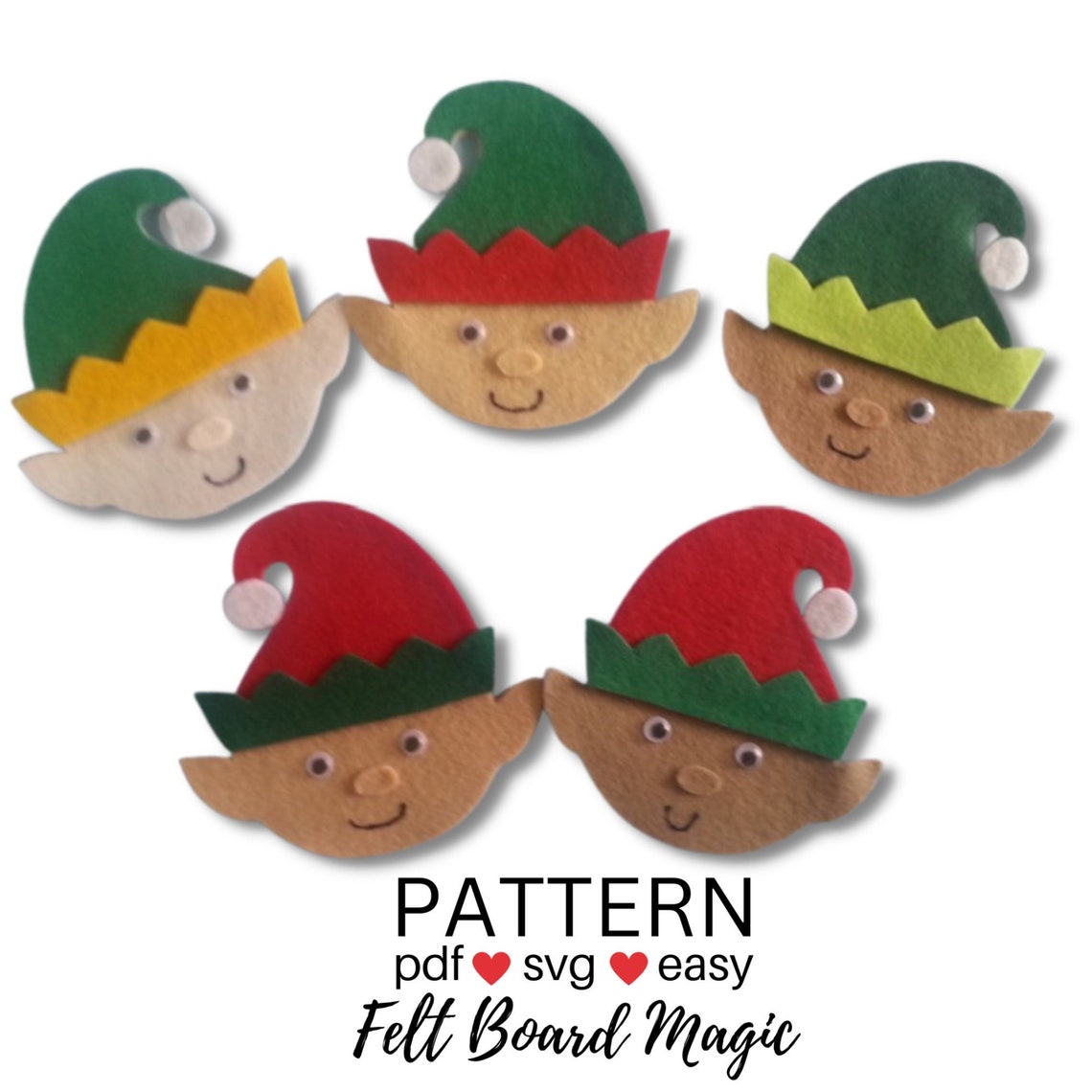 Five Little Elves PDF Pattern Felt Board Set Counting to Five Christmas ...