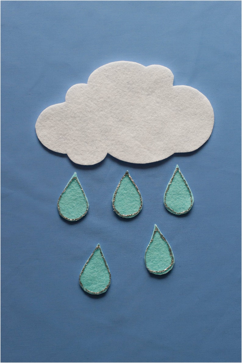 Five Little Raindrops PDF SVG Felt Board Pattern Flannel Board Song ...