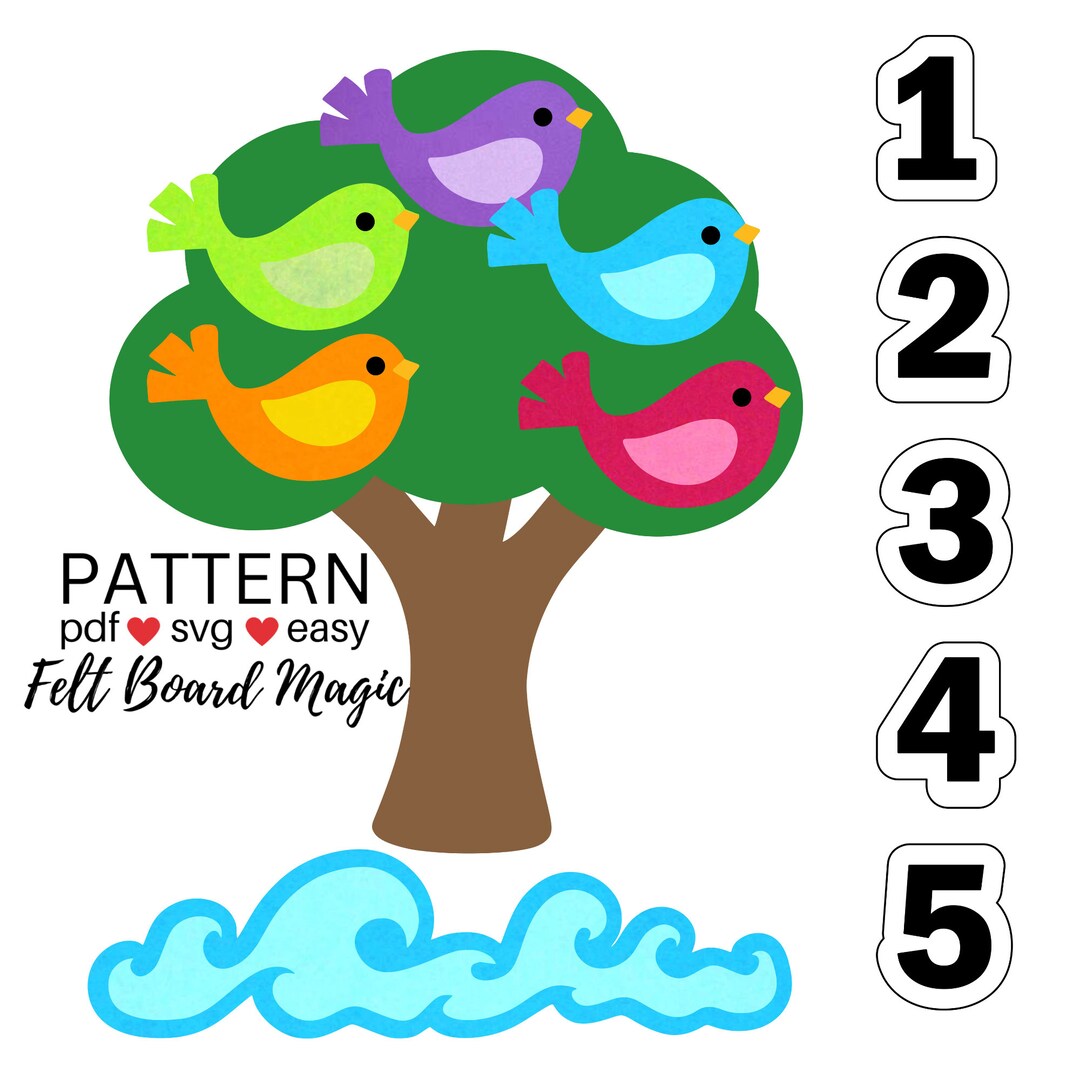 Five Little Birds Felt Board Set Pattern PDF SVG Cutting - Etsy