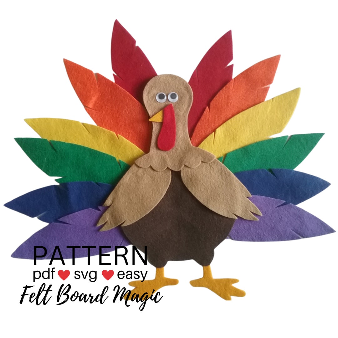 Turkey Wore a Red Feather, Feathers Colors PDF SVG Pattern Felt Board ...