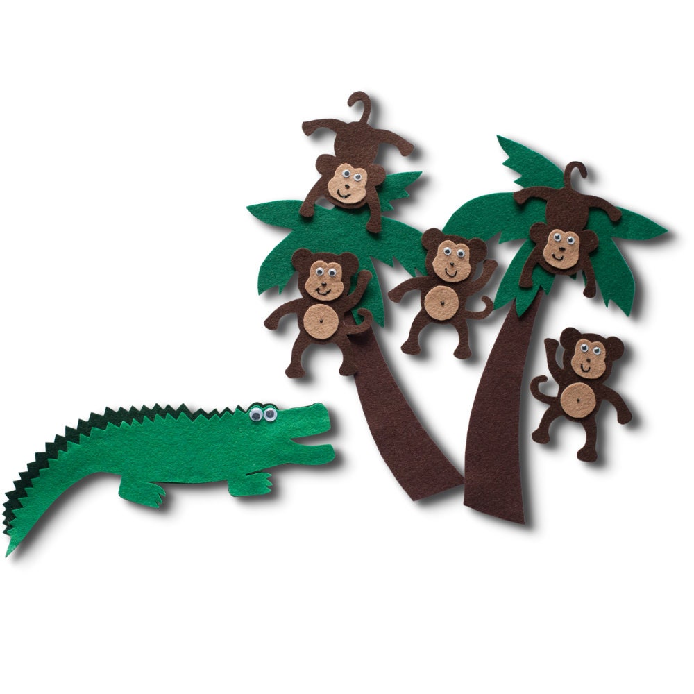 Five Cheeky Monkeys PDF SVG Felt Board Pattern Flannel Board Song - Etsy