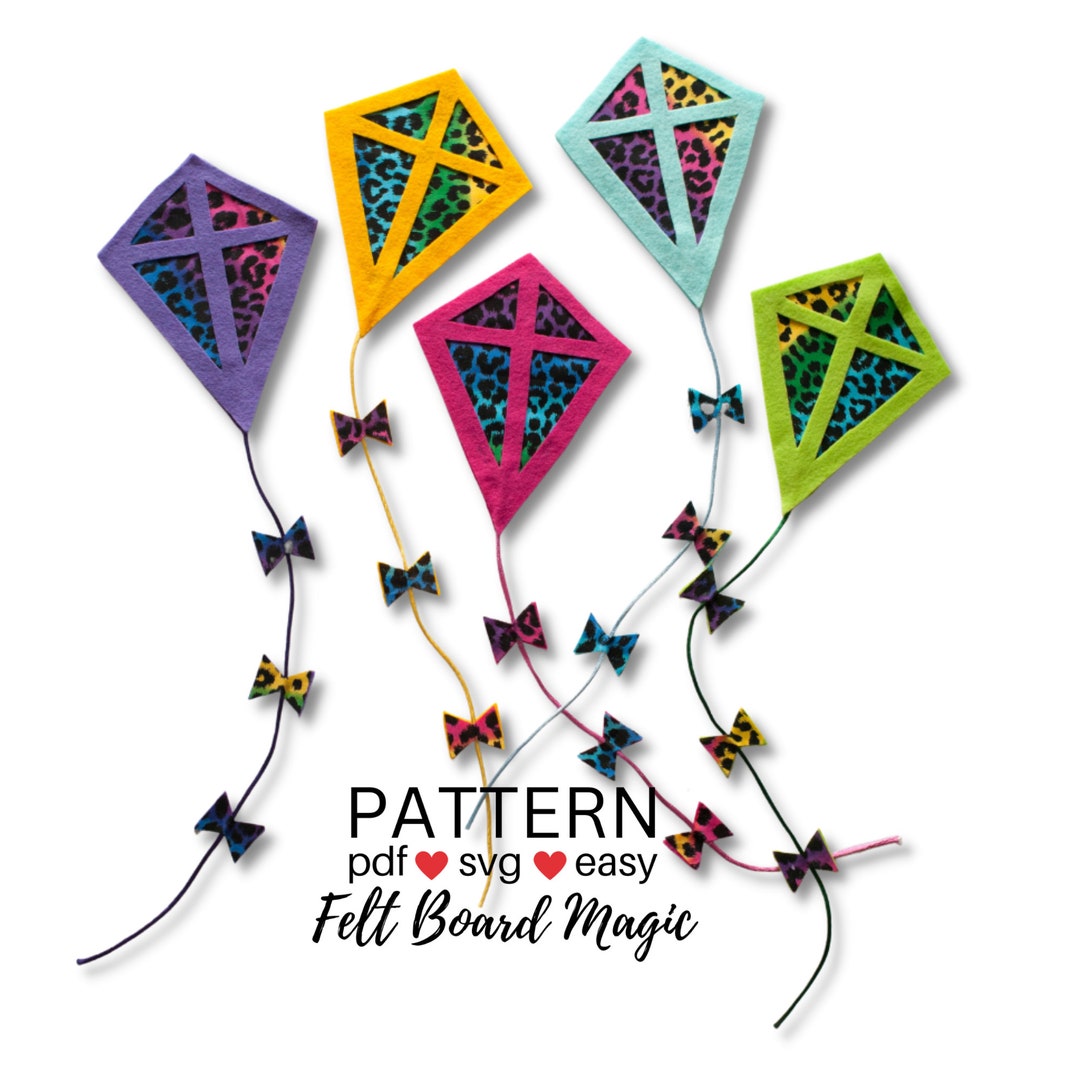 Five Little Kites PDF SVG Pattern Felt Board Rhyme Set Counting Weather ...