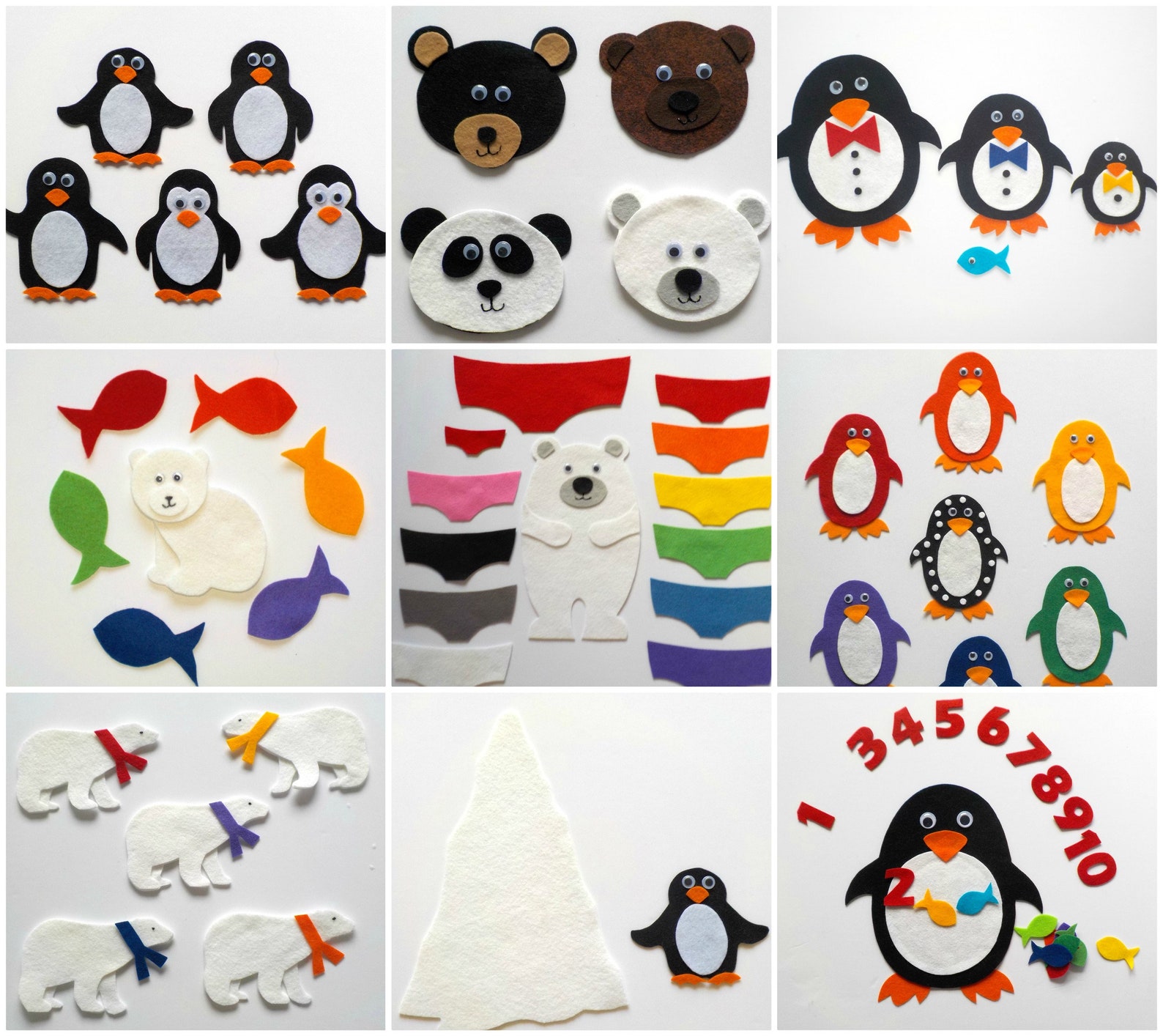 Penguins and Polar Bears Felt Story Board Pattern Bundle | Etsy