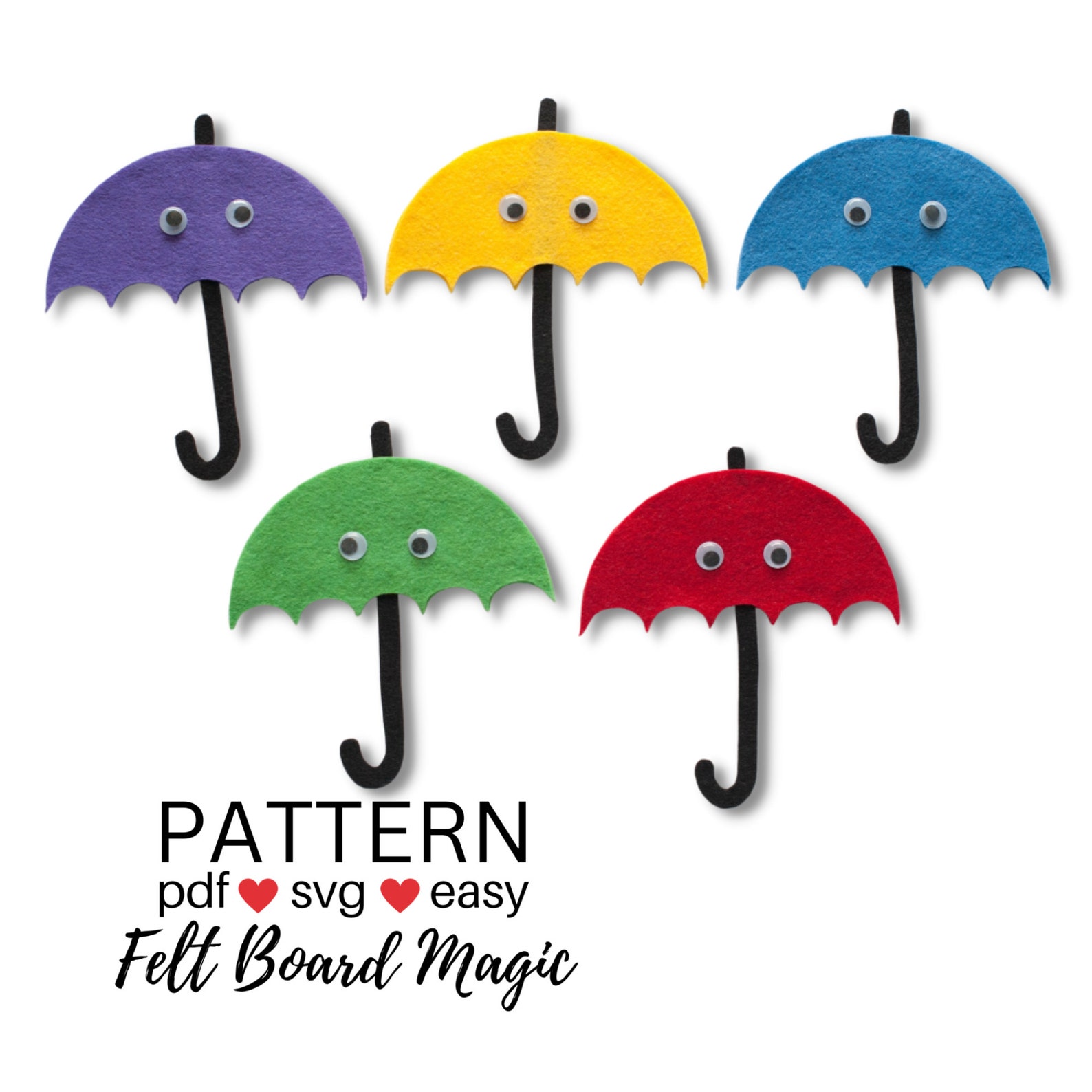 Five Umbrellas Waiting for Rain PDF SVG Felt Board Pattern Flannel Board Song Weather Rain - Etsy
