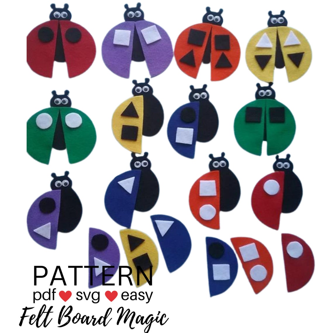 Ladybird Wing Shape and Color Matching Game Felt Board Set PDF SVG ...