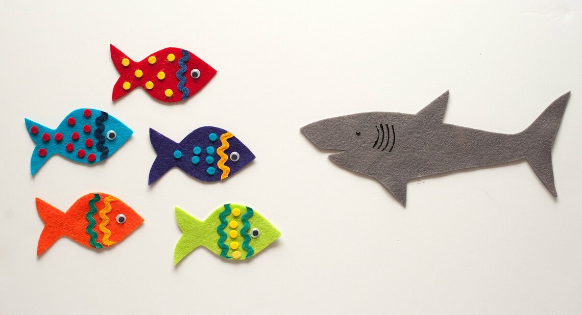Five Little Fish Swimming in the Sea PDF Pattern Felt Board | Etsy