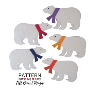 Five Little Polar Bears Felt Story PDF SVG Pattern, Preschool Learning ...
