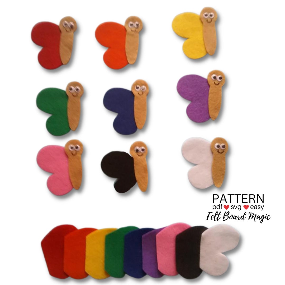 Color Matching Butterfly Wing Game Felt Board SVG PDF Pattern Colour ...