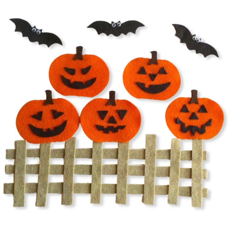 Five Little Jack O Lanterns PDF SVG Pattern Felt Board Set - Etsy