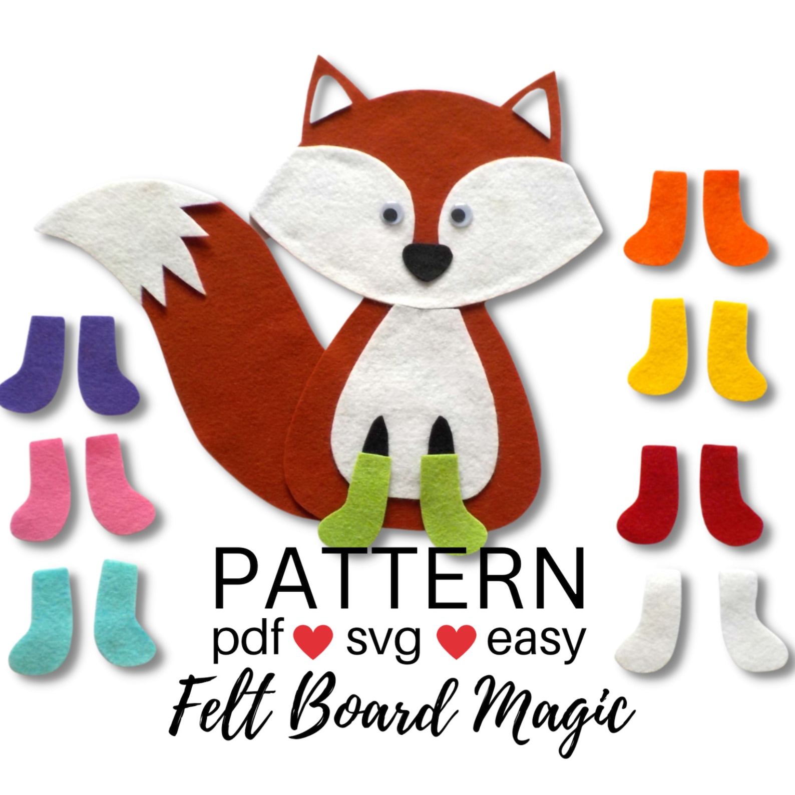 Fox in Socks PDF Pattern Felt Board Set, Toys, Colors, Colours, Clothes ...