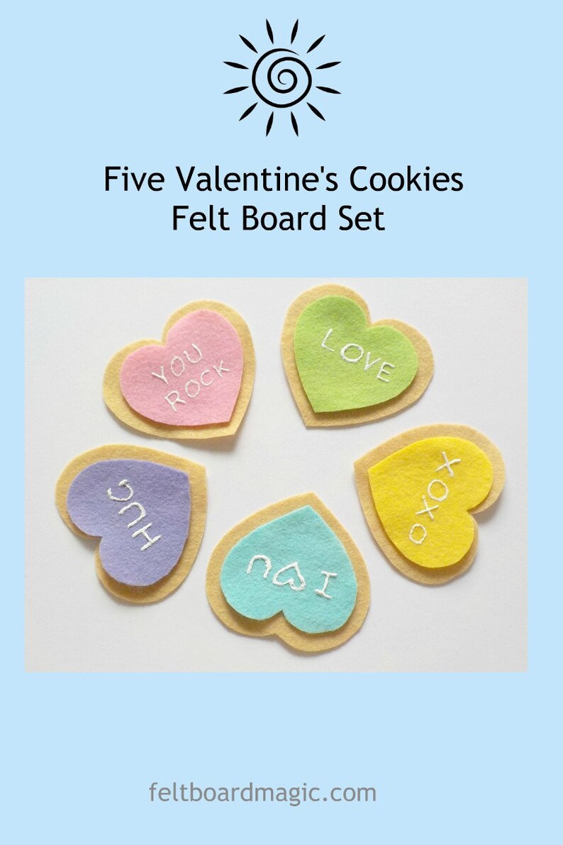 Five Valentine's Cookies PDF Pattern Felt Board Set Toys | Etsy
