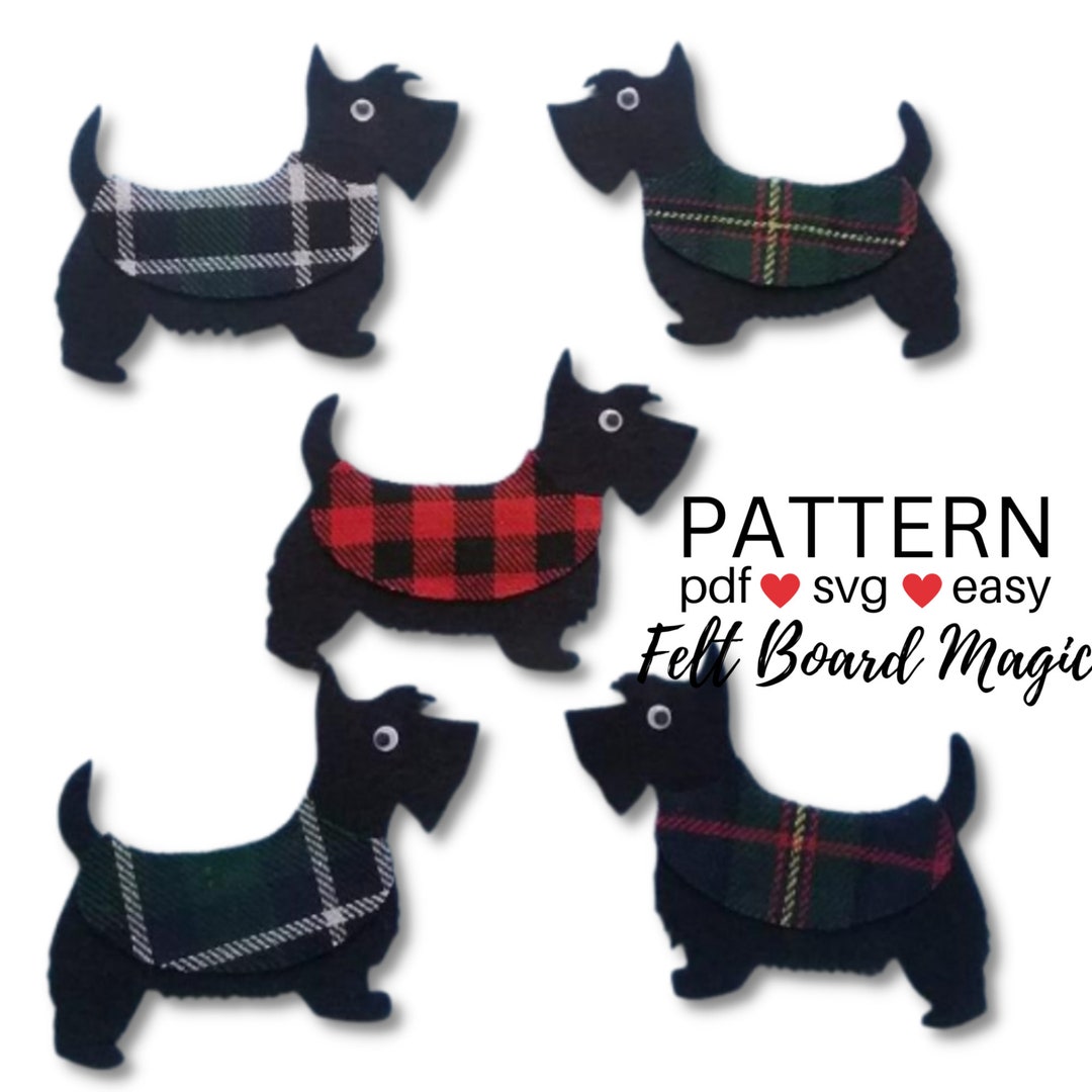 Five Scottie Dogs Felt Board Set PDF SVG Flannel Board Pattern No Sew ...