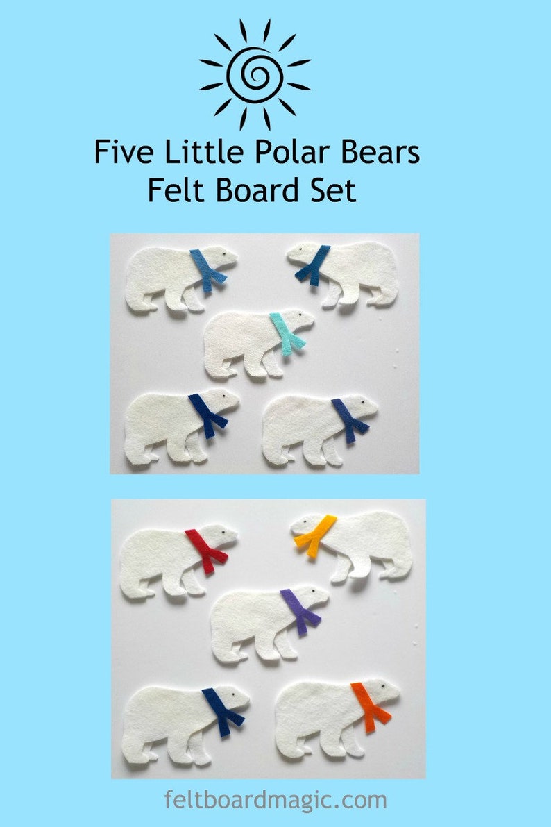 Five Little Polar Bears Felt Story PDF Pattern Toddler and | Etsy