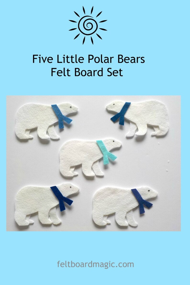 Five Little Polar Bears Felt Story PDF Pattern Toddler and | Etsy