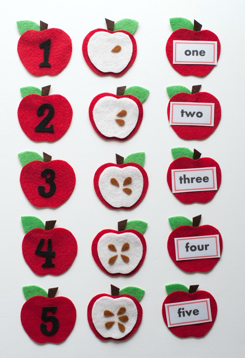Apple Seed Counting PDF Pattern Felt Board Set Counting | Etsy