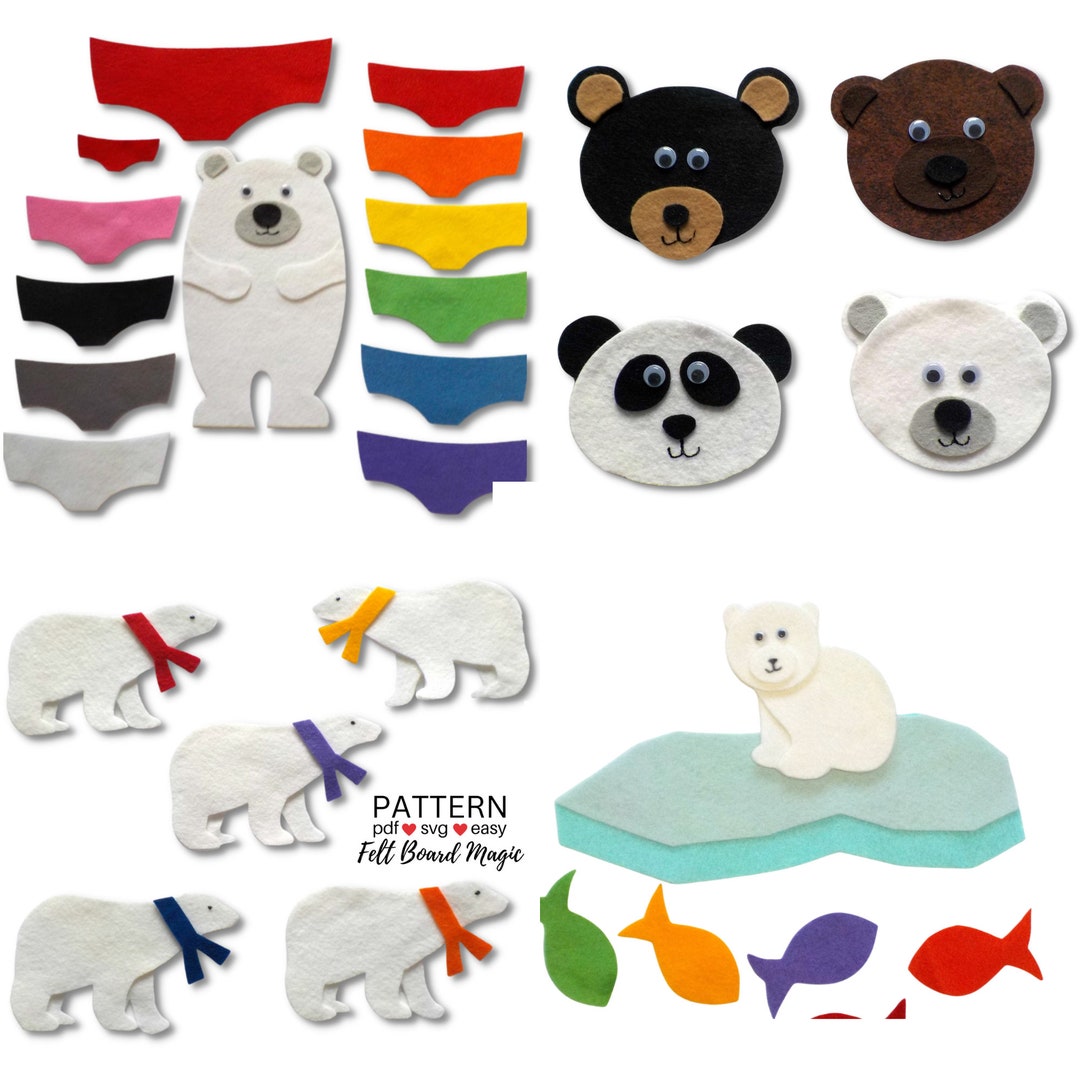 Polar Bears Felt Board PDF SVG Pattern Bundle, Flannel Board Pattern ...
