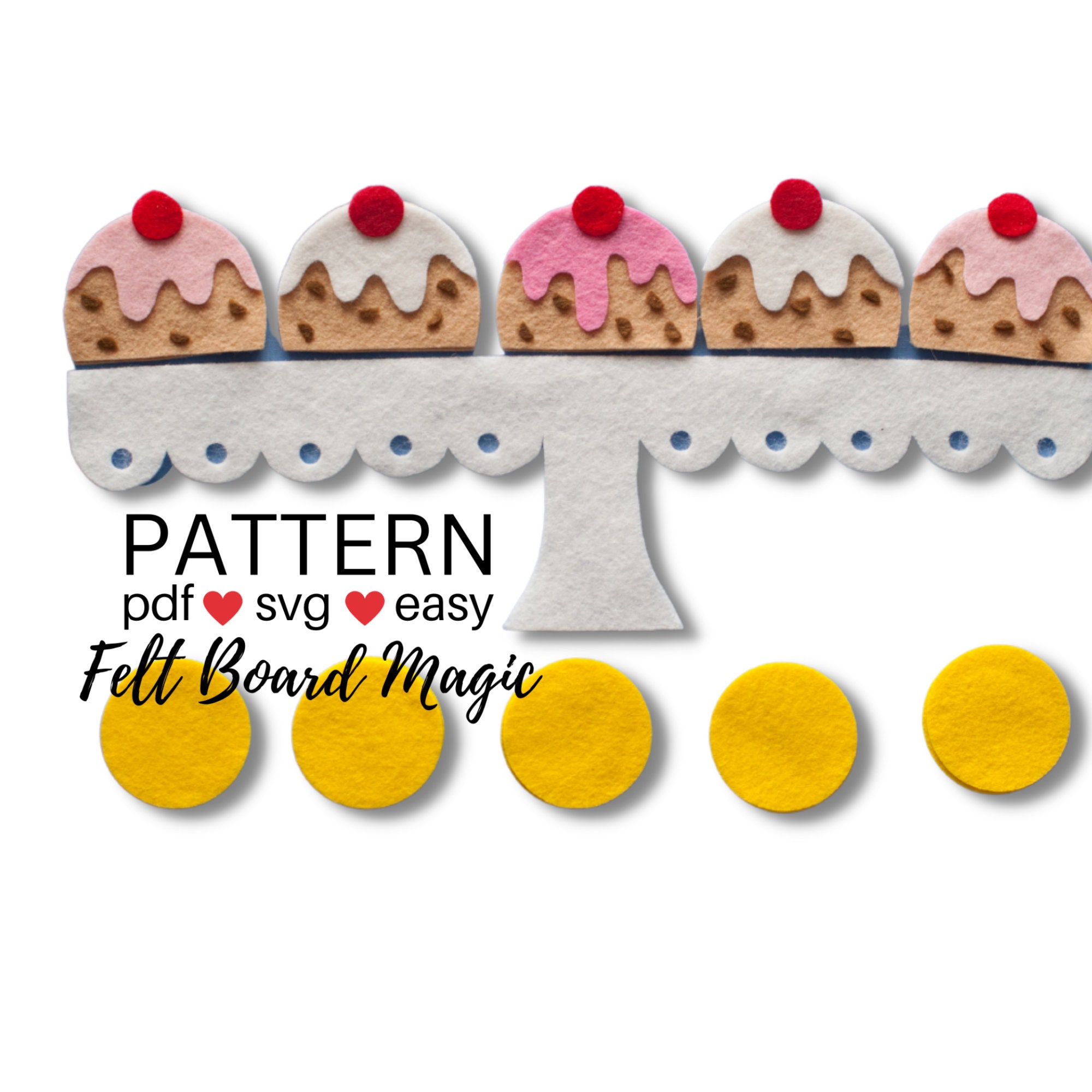 Five Currant Buns in a Baker's Shop PDF SVG Pattern Felt Board Set Food ...
