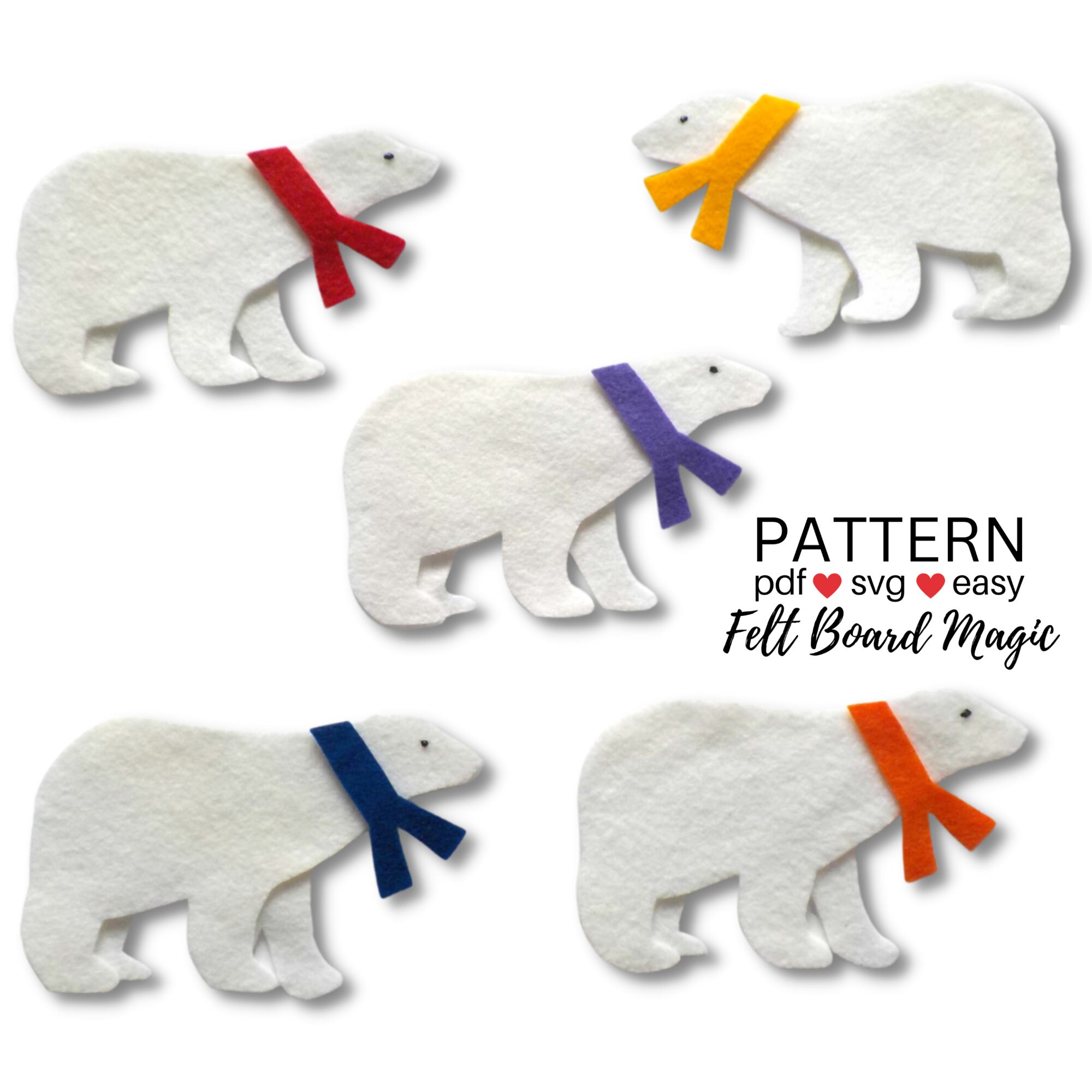 Five Little Polar Bears Felt Story PDF SVG Pattern Preschool - Etsy ...