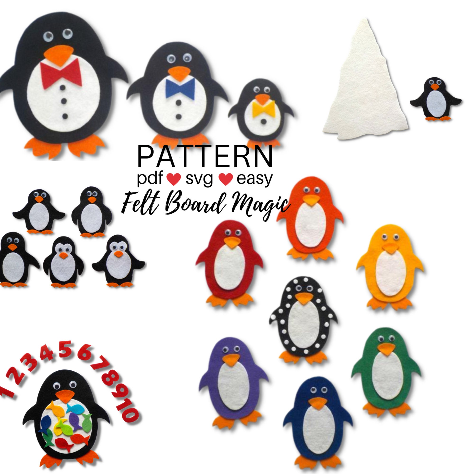 Penguins and Polar Bears Felt Story Board Pattern Bundle, Winter Theme ...