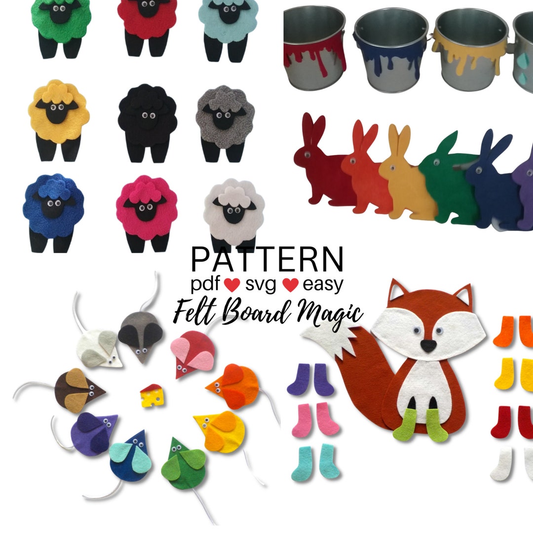 Colours 2 Felt Set Pattern Bundle PDF and SVG Cutting Files, Flannel ...