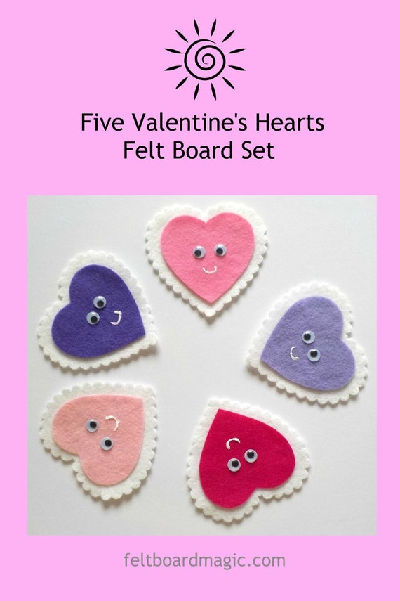 Five Valentine's Hearts PDF Pattern Felt Board Set Toys | Etsy