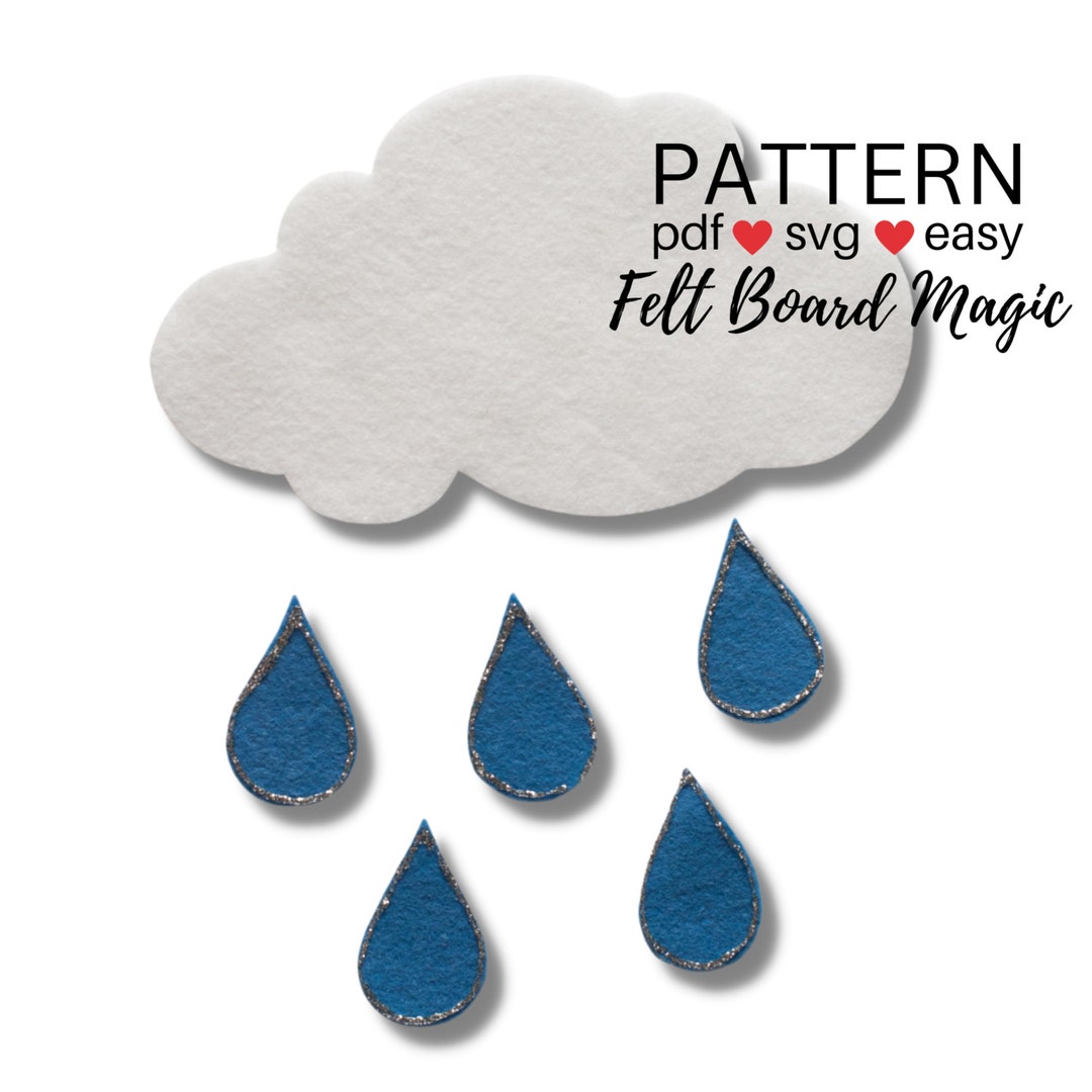 Five Little Raindrops PDF SVG Felt Board Pattern Flannel Board Song ...