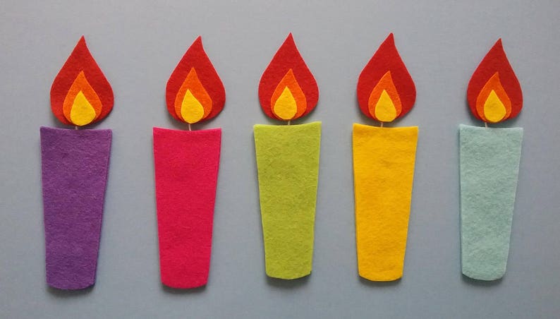 Five Little Candles PDF SVG Felt Board Pattern Flannel Board Birthday ...