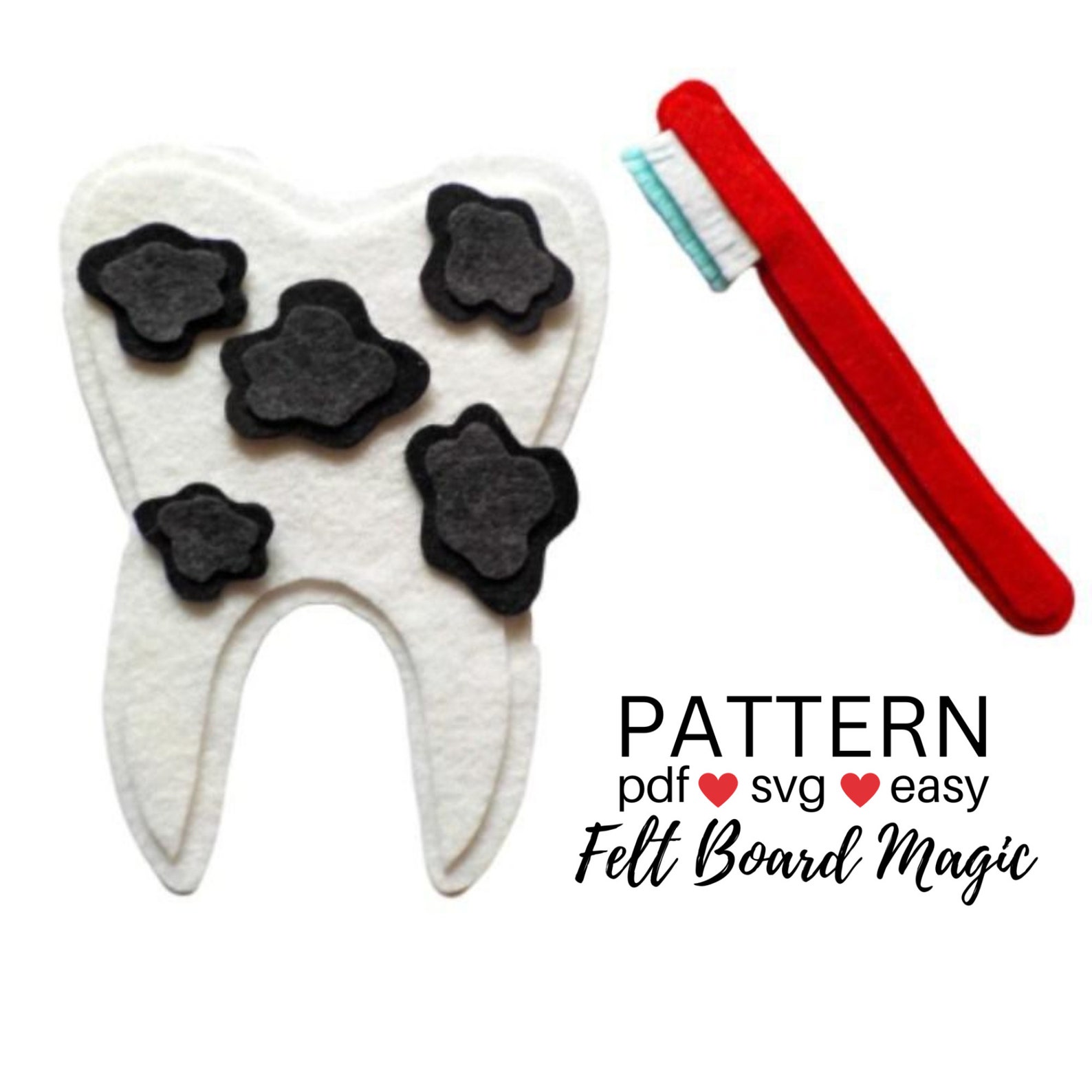 Five Little Tooth Brushes Five Cavity Germs SVG PDF Pattern Felt Board ...