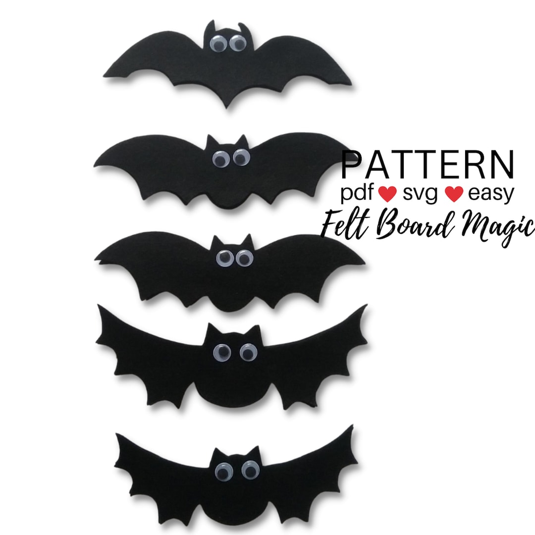 Five Black Bats PDF SVG Pattern Felt Board Set Halloween Flannel Board ...