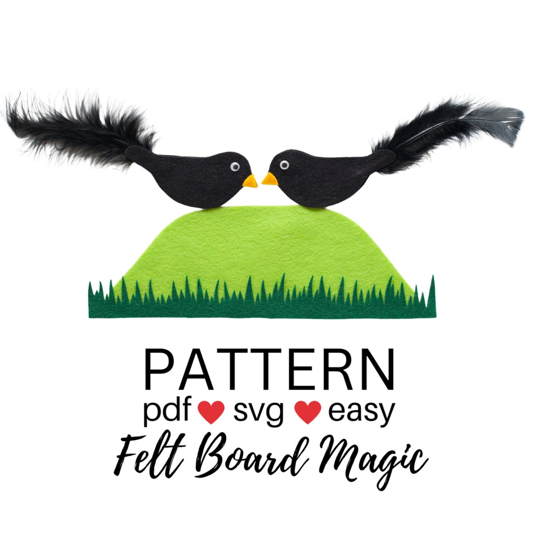 Two Little Blackbirds Felt Board SVG PDF Pattern Colour Animal Storytime No Sew Preschool Song ...
