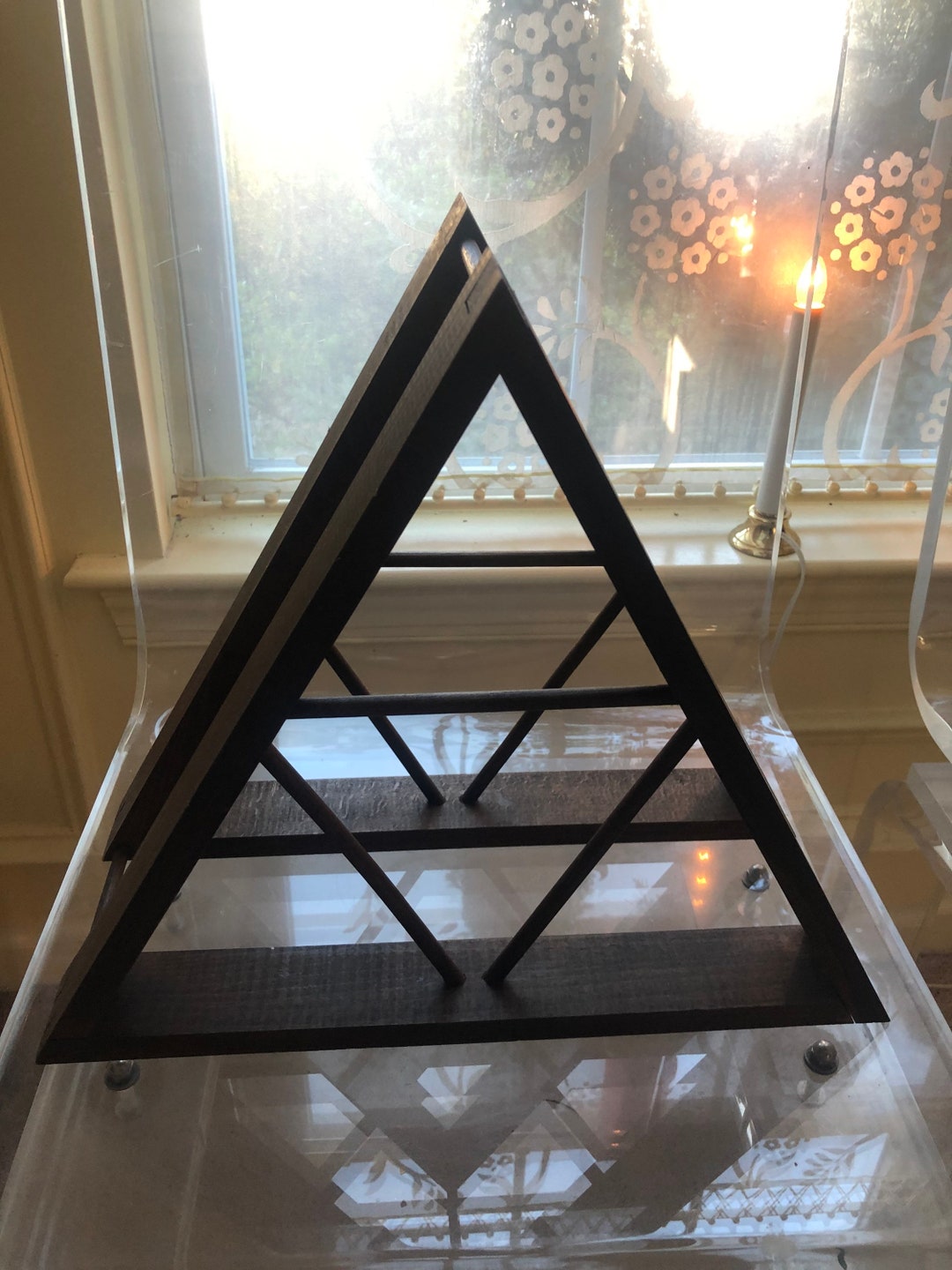Vintage MCM Mid Century Modern Triangle A-frame Wooden Wine Rack Holder ...