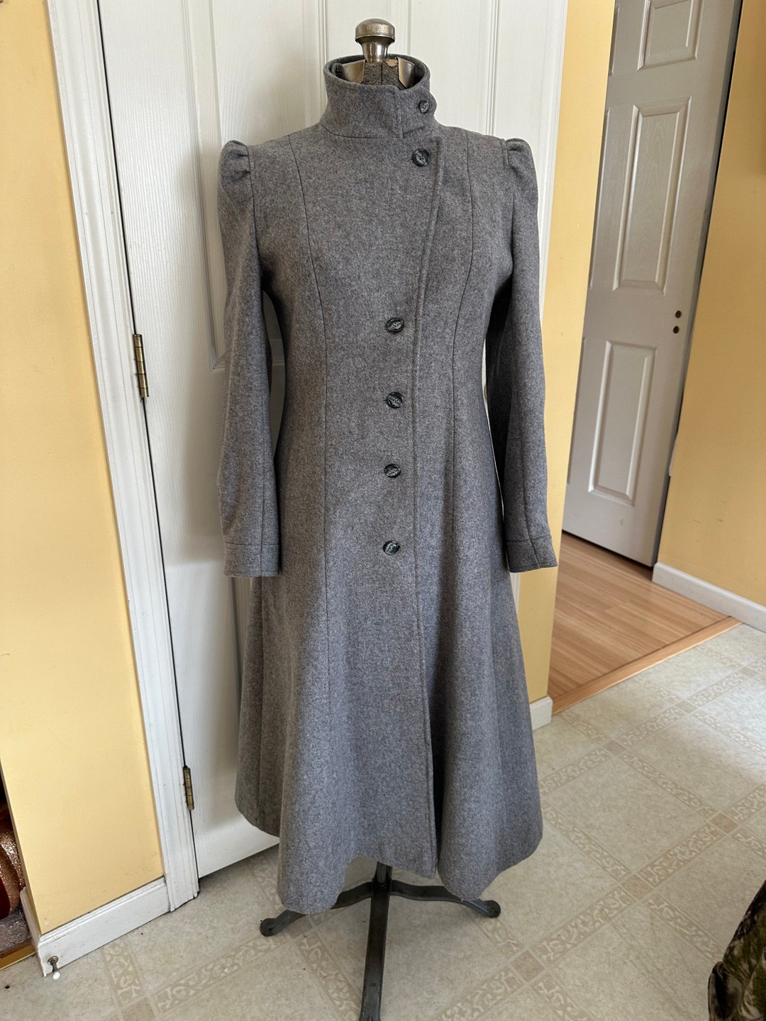 Women’s Jill JR Vintage Gray Military Swing Coat Sz M - Etsy