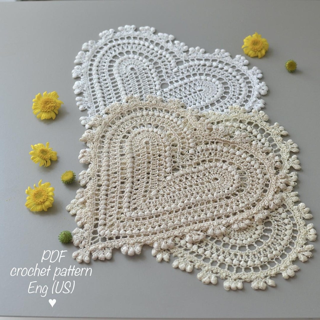Crochet Heart Pattern - PDF Digital Download for Doilies Heart in Beads ...