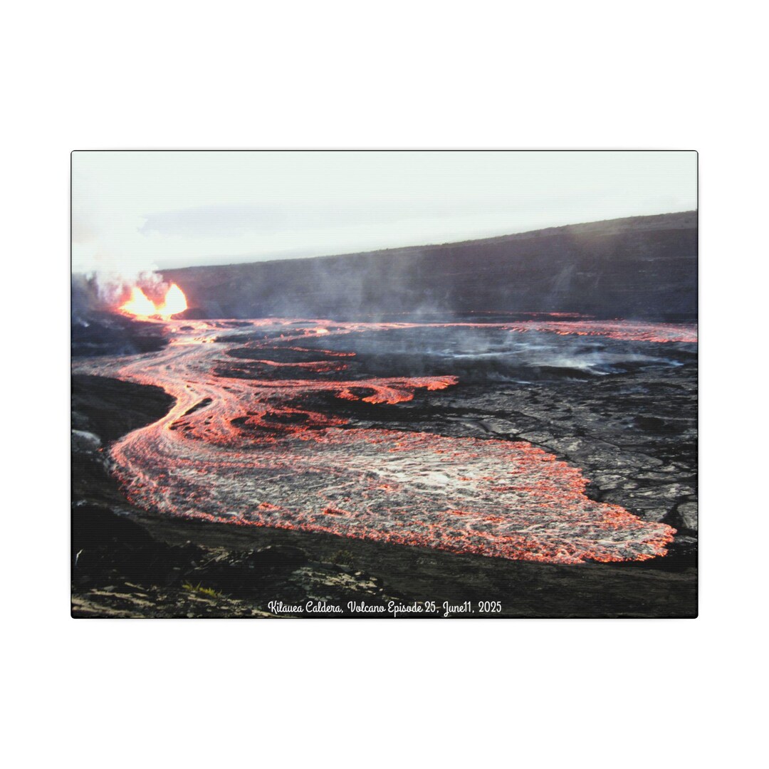 Kilauea Volcano Eruption Canvas Print: Flowing Lava, Sunset Wall Art - Etsy