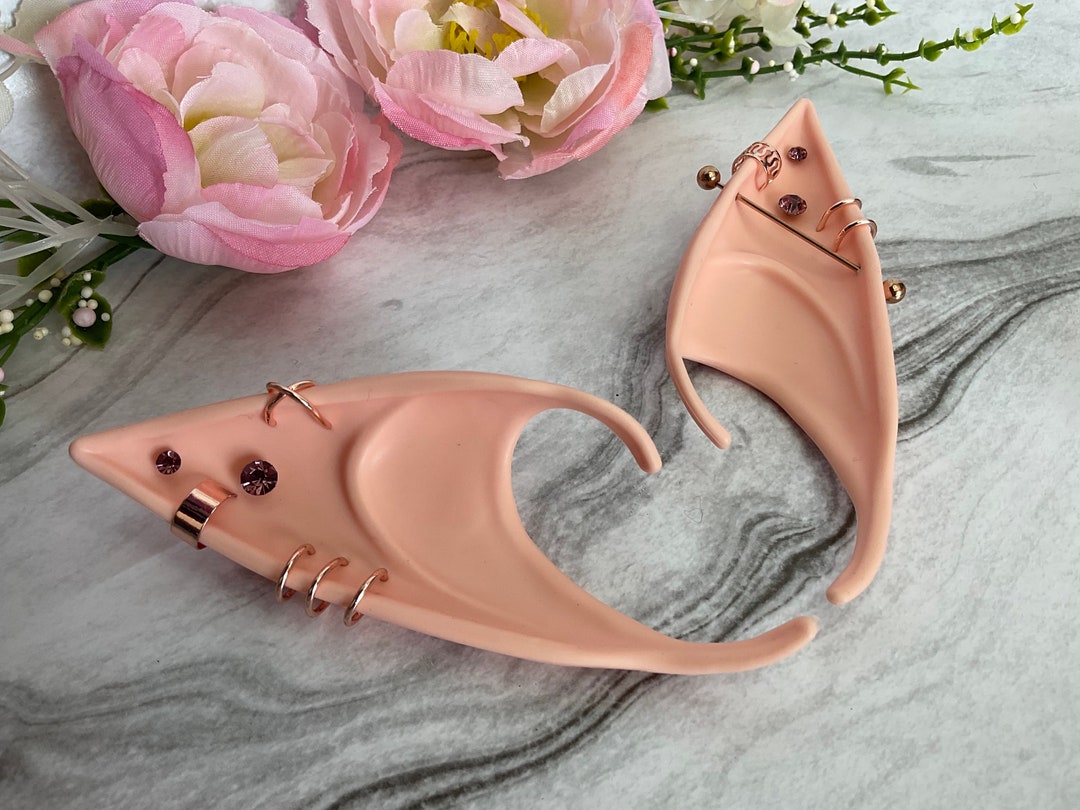 Rose Gold Decorated FLESH Industrial Pierced Skintone Elf Fae Fairy ...